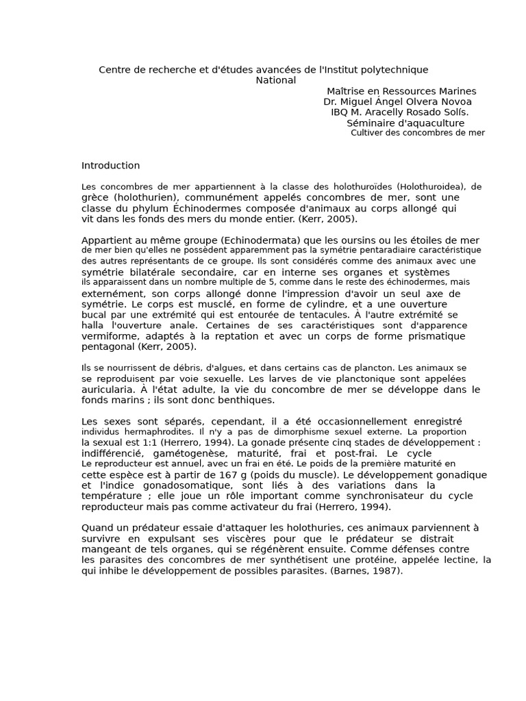 Cultiver des concombres de mer en aquaculture | PDF | Lac de barrage