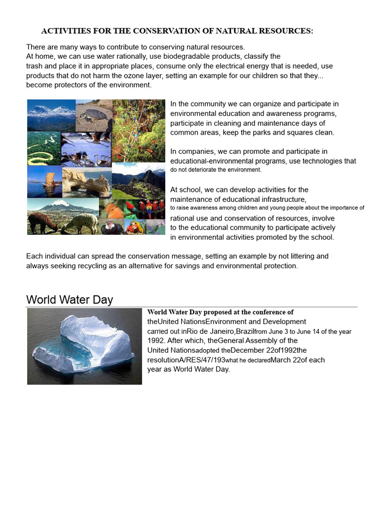 Conservation Activities for Natural Resources | PDF