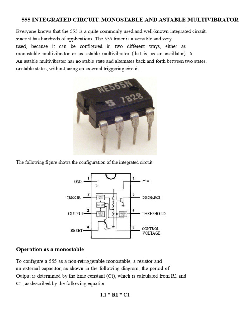 555 integrated circuit. Monostable and astable multivibrator.pdf | PDF ...