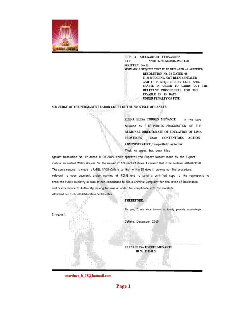 Requests That The Resolution of Approval of The Liquidation Be Declared Consented. | PDF ...