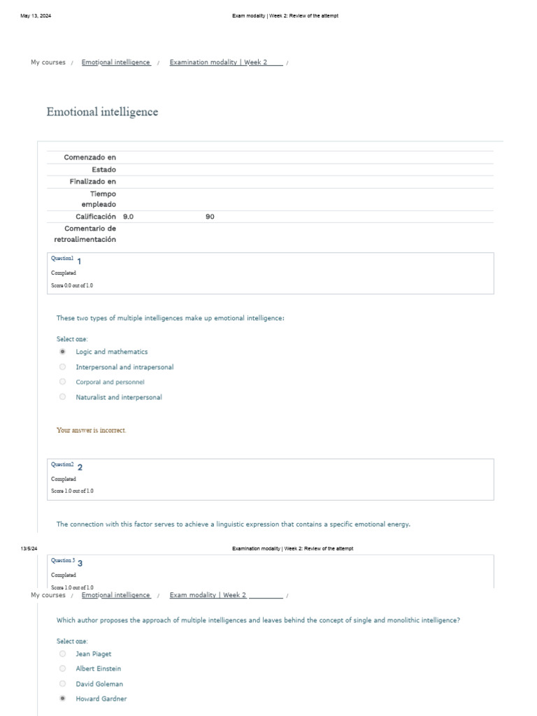 Examination Modality - Week 2 - EMOTIONAL INTELLIGENCE | PDF ...