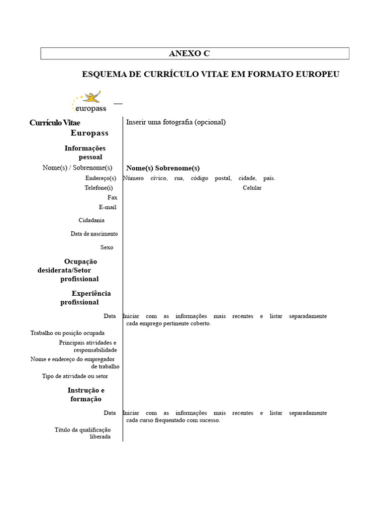 Esquema de Currículo Europass | PDF