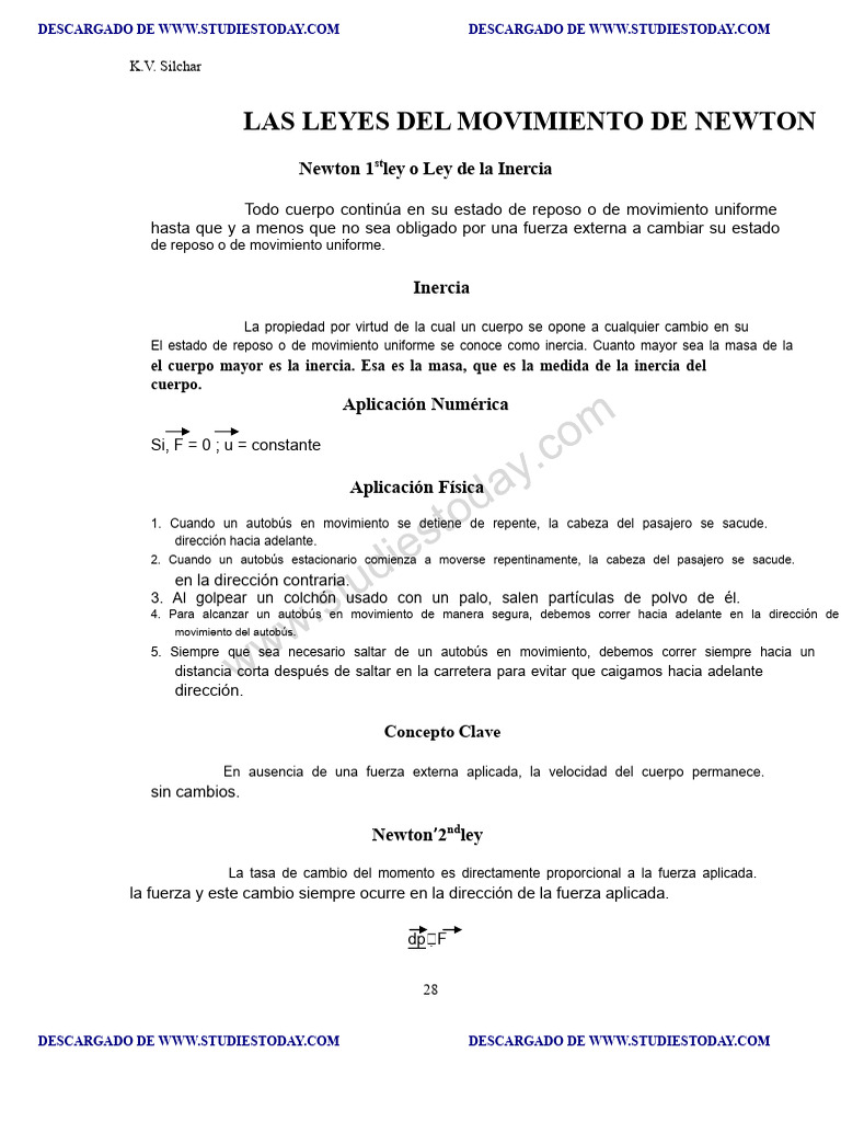 CBSE Clase 11 Física Leyes de Movimiento de Newton PDF | PDF | Fuerza | Las leyes del movimiento ...