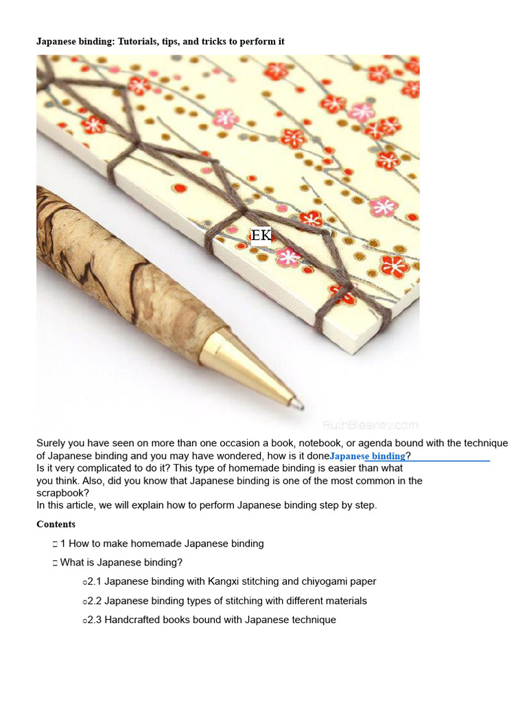 Japanese Binding | PDF | Bookbinding | Notebook