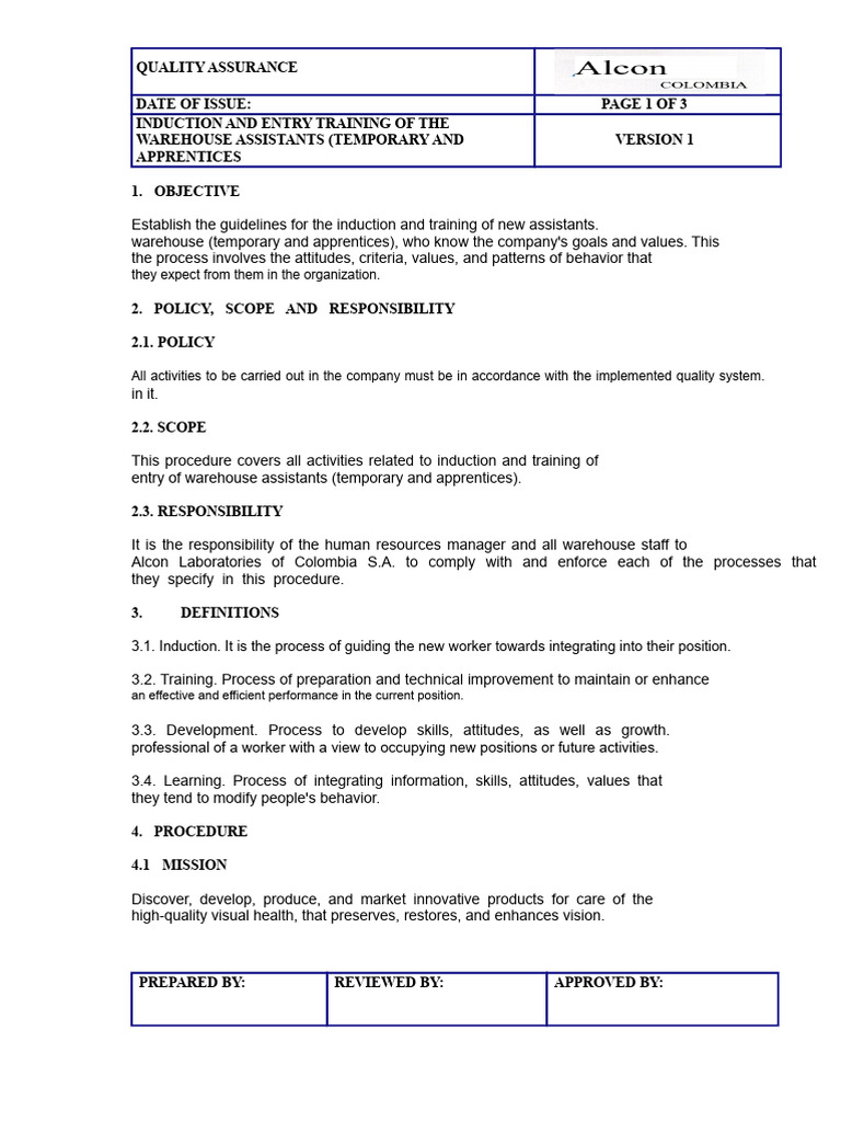 Warehouse Induction Procedure | PDF | Policy | Value (Ethics)