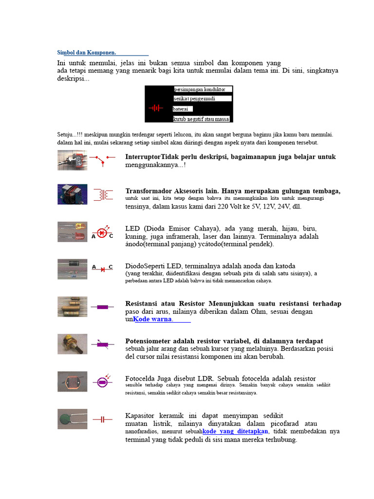 Panduan Simbol dan Komponen Elektronik | PDF