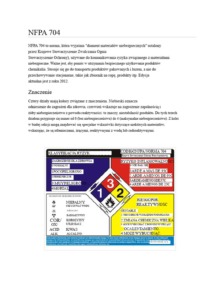 Norma NFPA 704 PDF | PDF