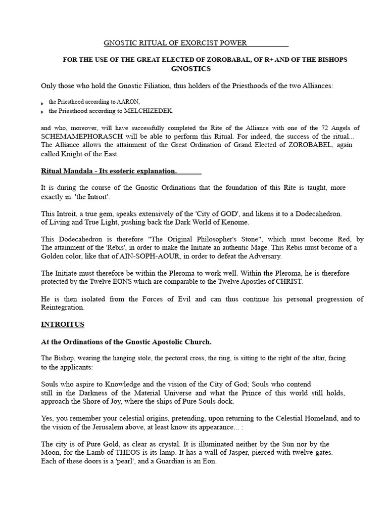 Gnostic Exorcist Ritual Guide | PDF | Exorcism | Gnosticism