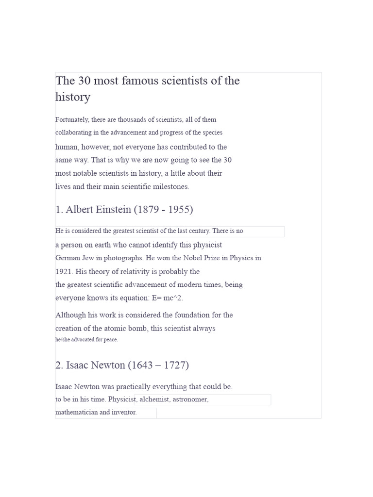 Top 30 Famous Scientists in History | PDF | Scientist | Marie Curie