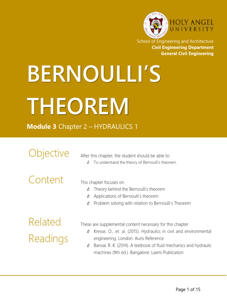 Chapter 2 - Bernoulli's Theorem | PDF | Mechanical Engineering | Civil Engineering
