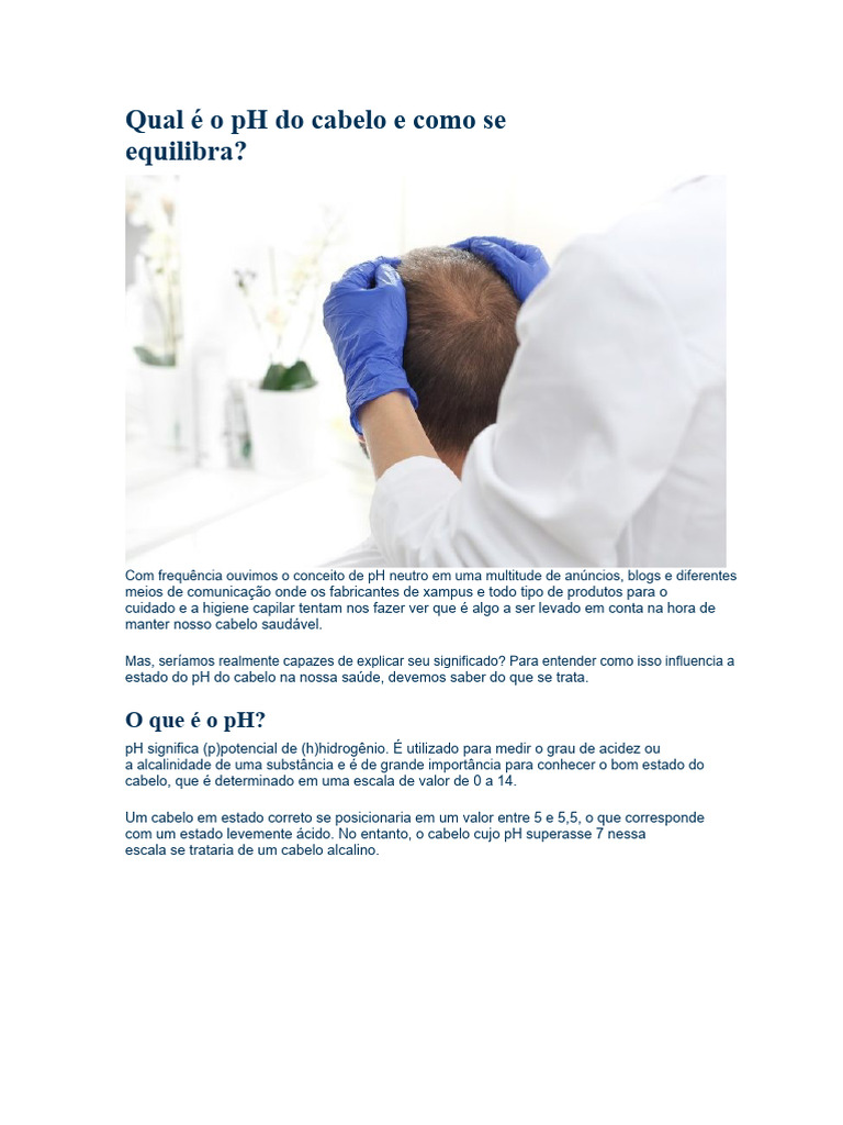 O que é o pH do cabelo e como se equilibra | PDF | Cabelo | Ph
