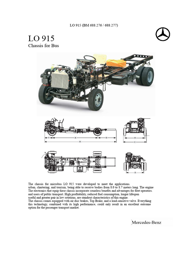 Mercedes-Benz LO 915 Bus Chassis Specs | PDF | Brake | Engines