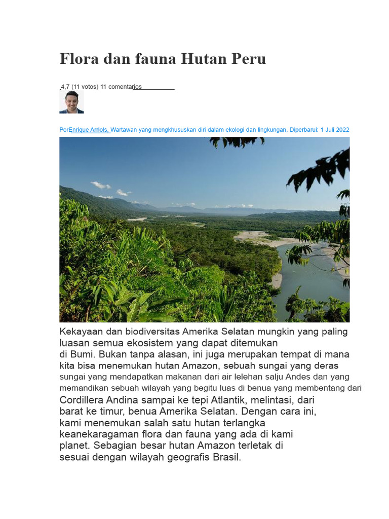 Flora dan Fauna Hutan Peru | PDF