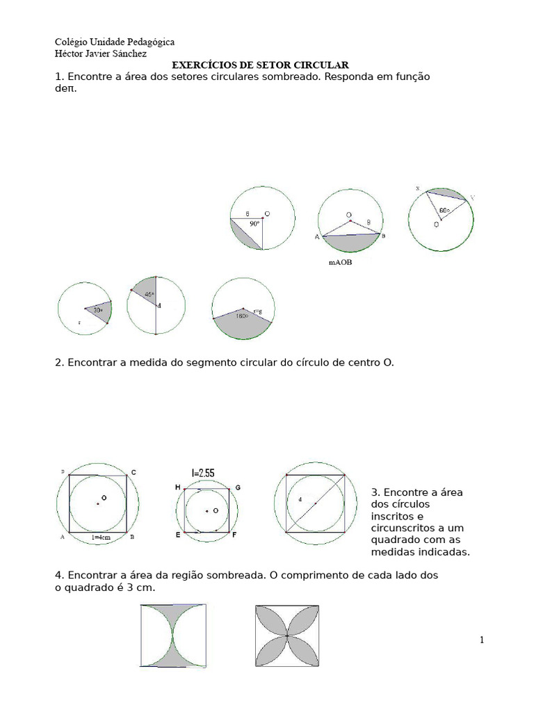 Exercícios sobre Setor Circular | PDF