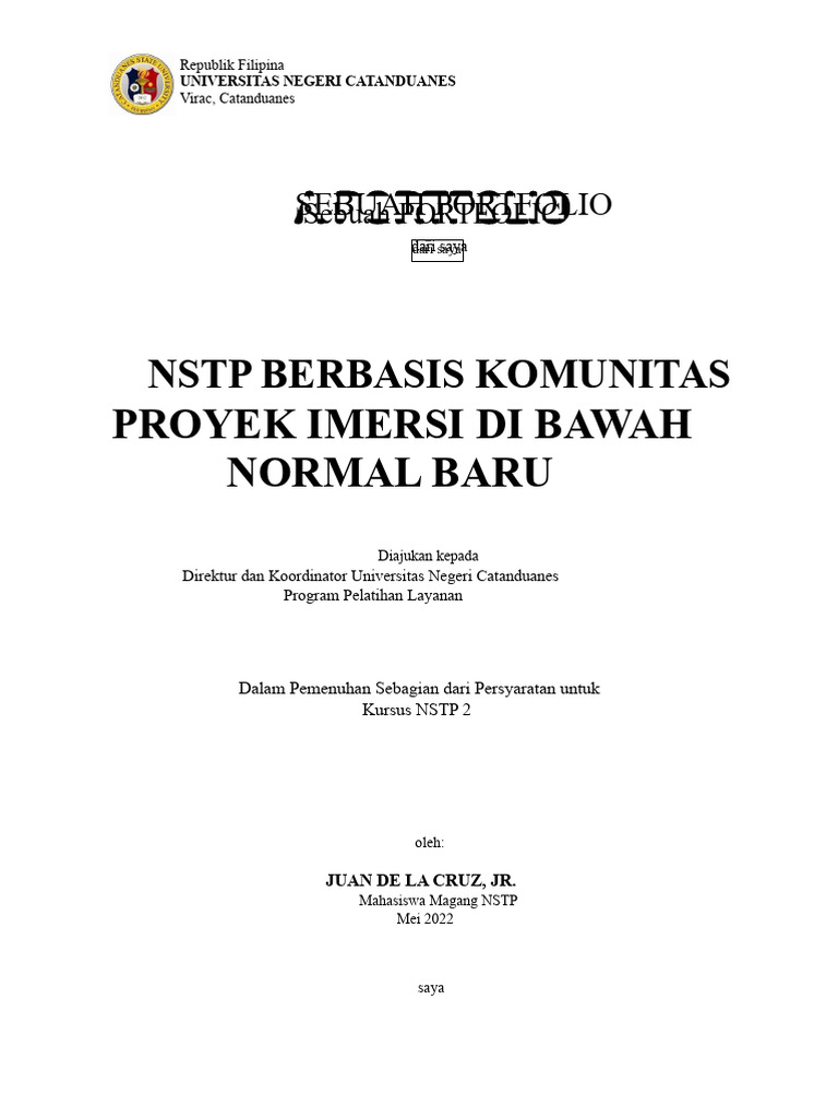 NSTP-2-Portofolio-Pra-kelayakan (1) | PDF