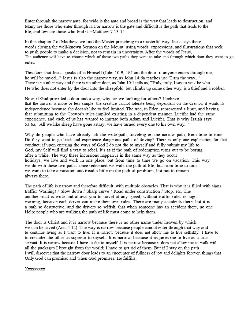 Enter Through The Narrow Door. | PDF | Jesus | Eternal Life (Christianity)