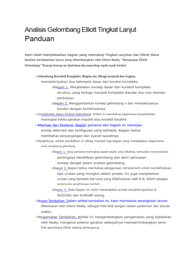 Panduan Analisis Gelombang Elliott Tingkat Lanjut | PDF