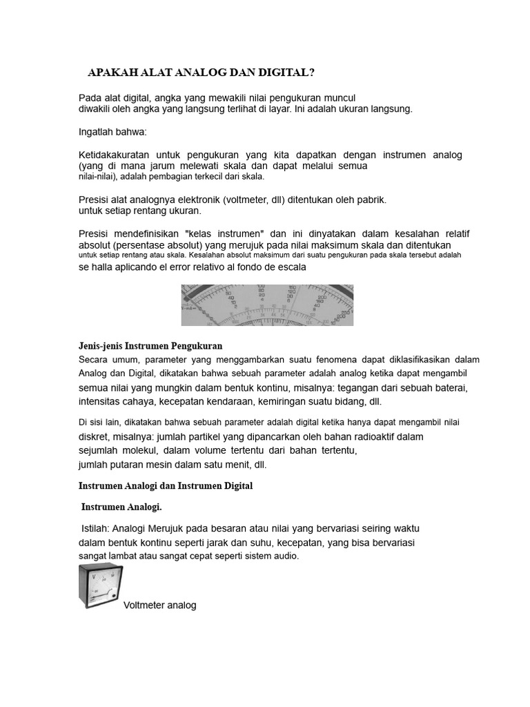 Perbedaan Alat Ukur Analog dan Digital | PDF