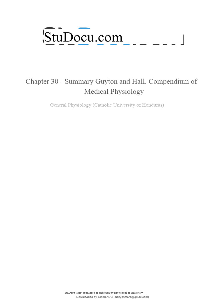 Chapter 30 Summary: Guyton and Hall Textbook of Medical Physiology ...