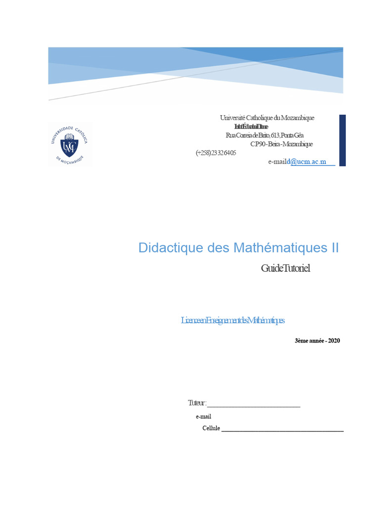 Didactique des Mathématiques II - Guide 2020 | PDF | Fonction ...