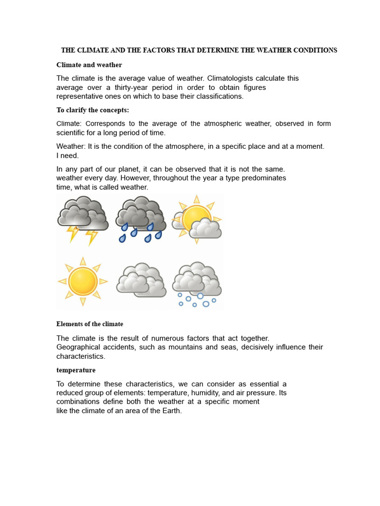 Climate Factors Affecting Weather Conditions | PDF | Climate ...