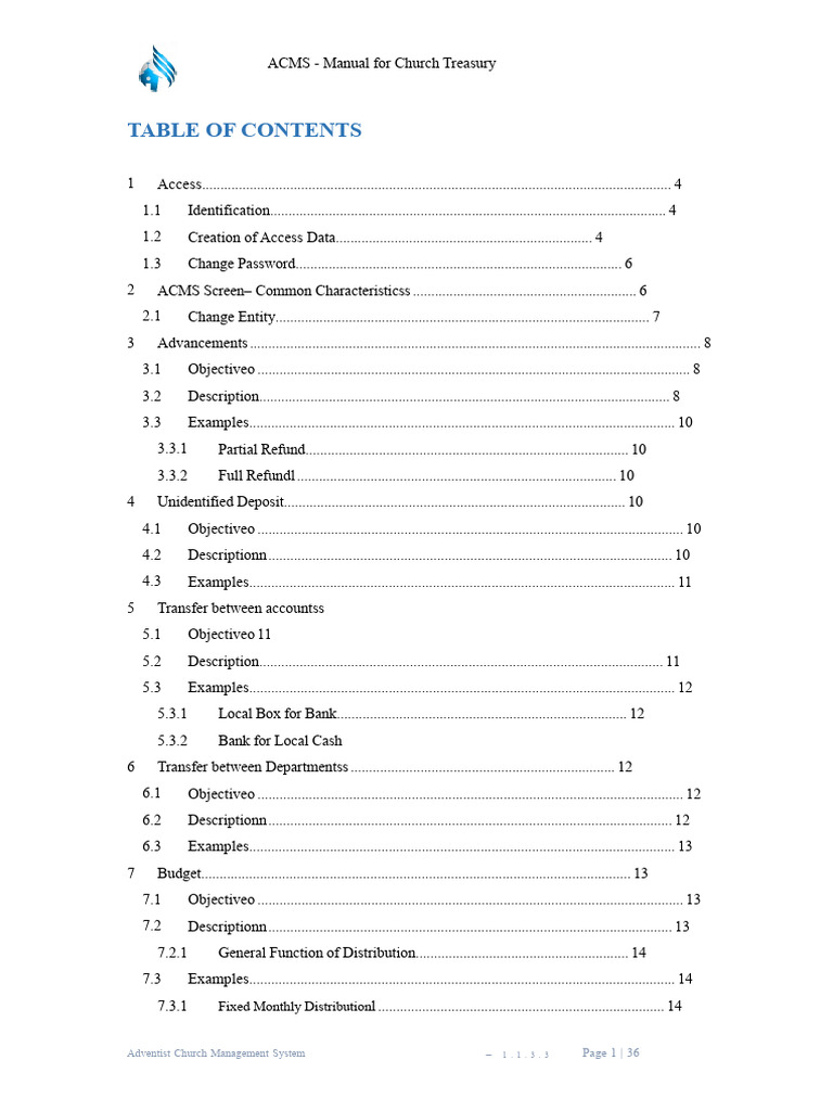 ACMS Church Treasury Manual | PDF | Banks | Password