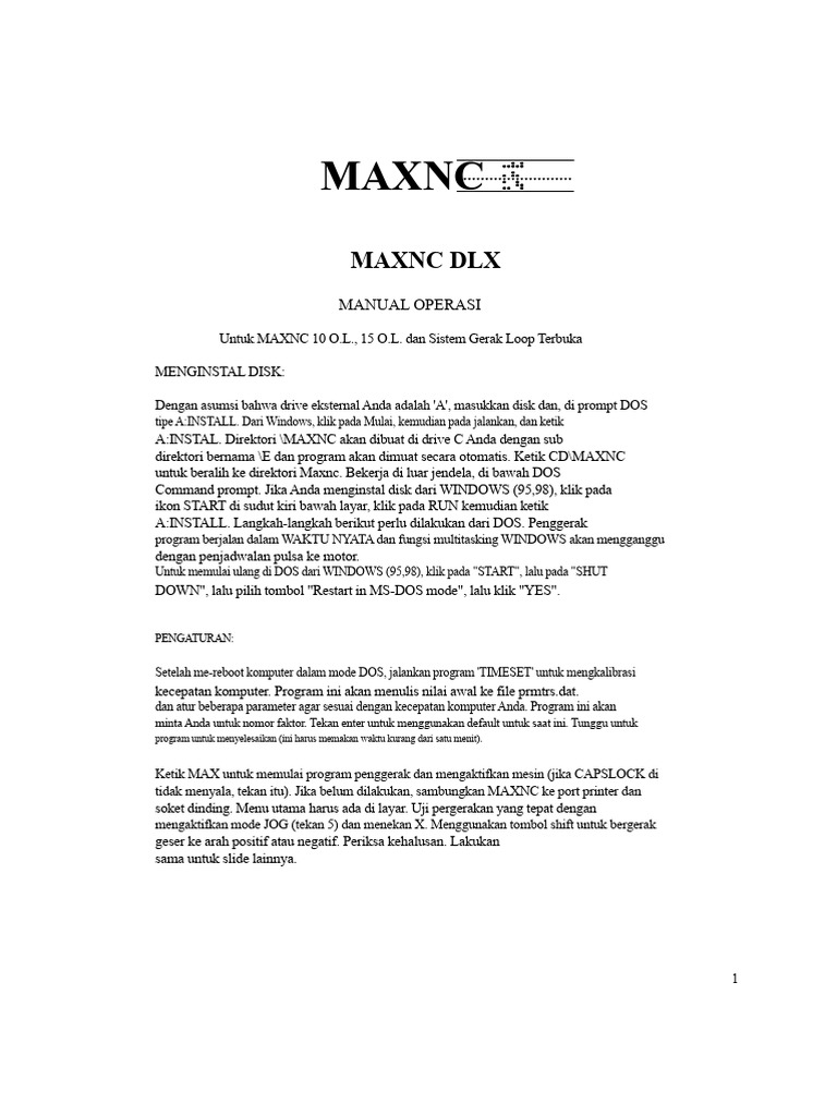 Panduan Instalasi dan Operasi MAXNC | PDF