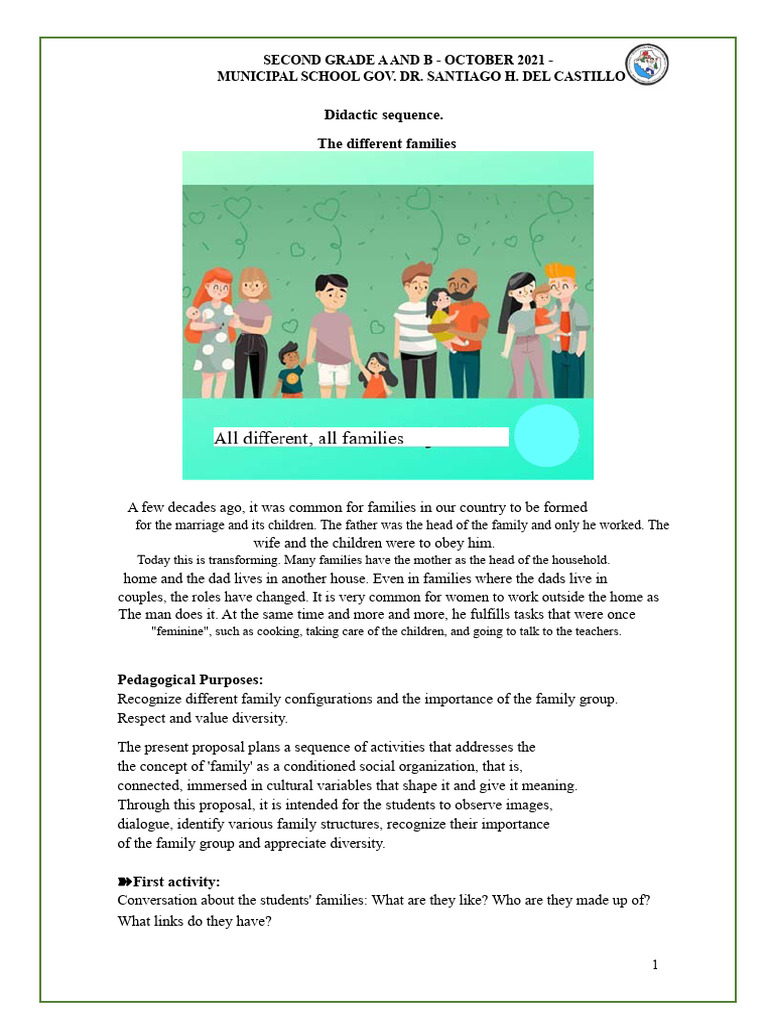 Didactic Sequence My Family October 2021 2nd A | PDF | Learning