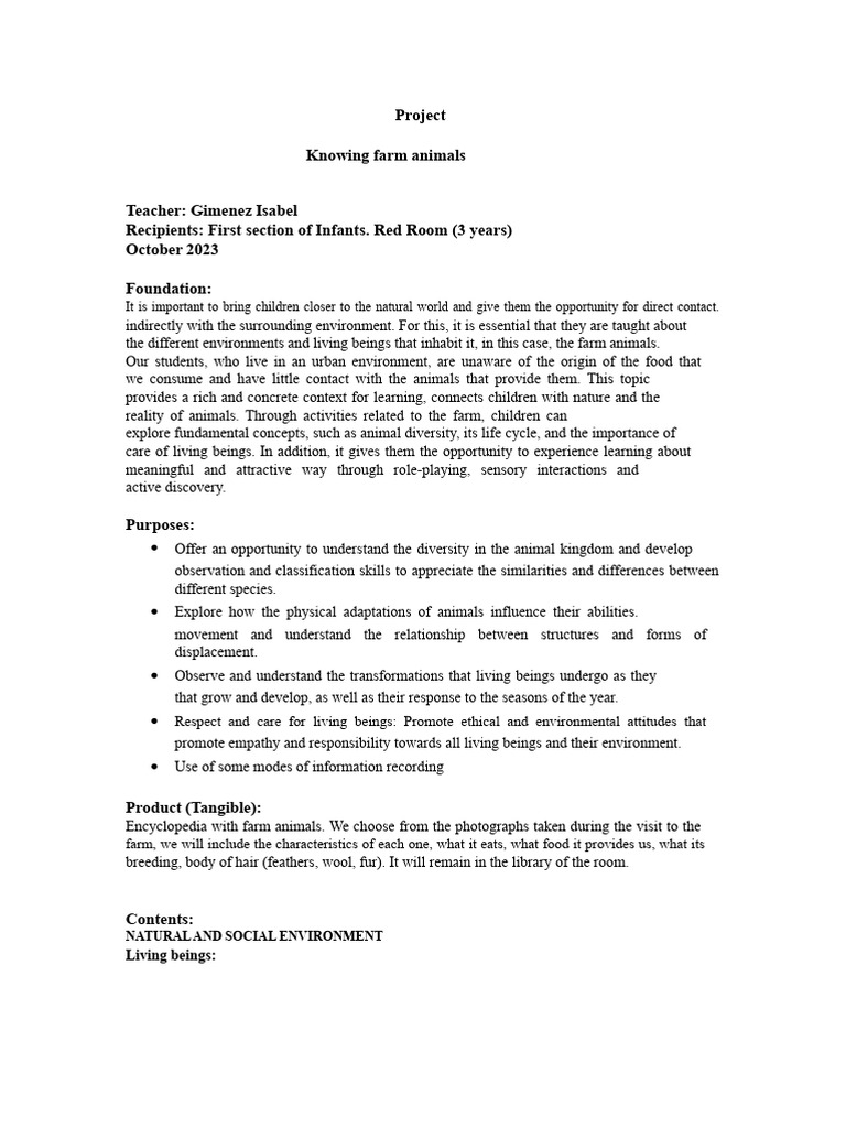 Project Knowing The Farm Animals | PDF | Natural Environment