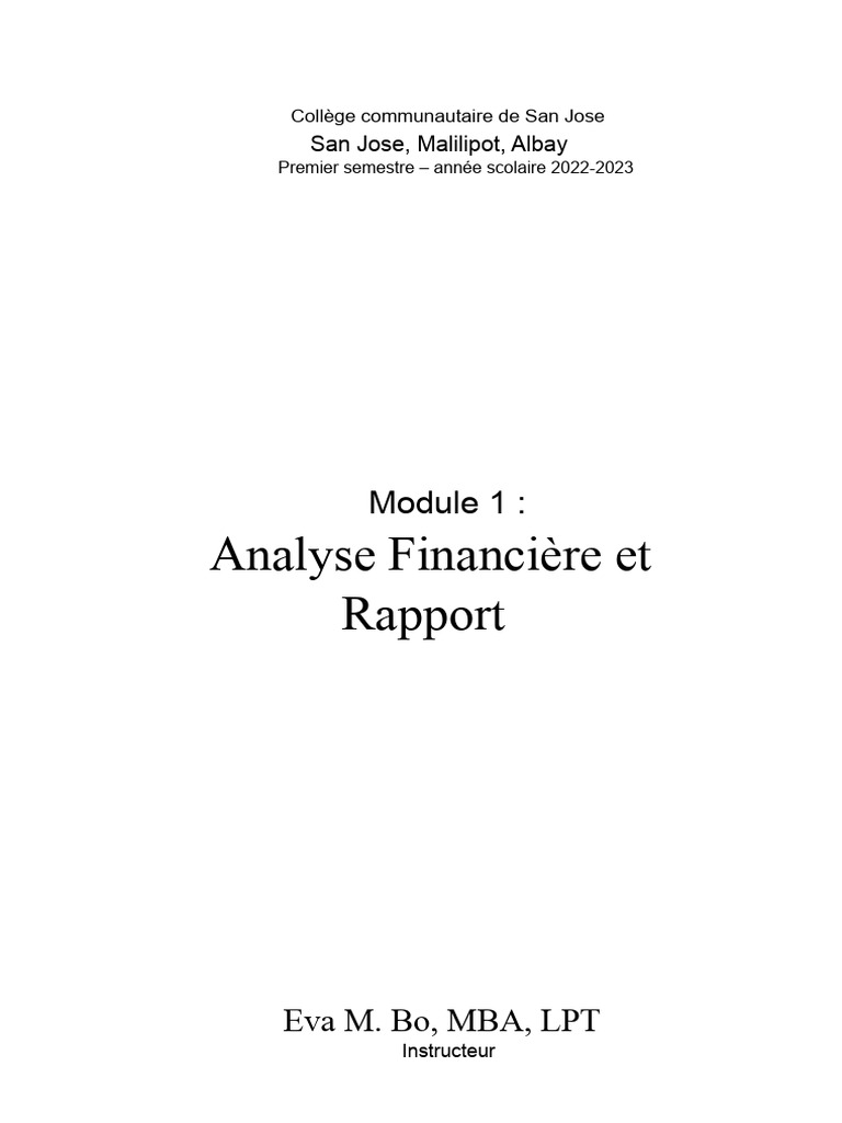 Module 1 Analyse Financière Et Reporting | PDF | Bilan comptable | Capitaux propres