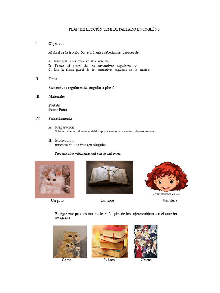 Plan de Lección-1 | PDF | Sustantivo | Plural