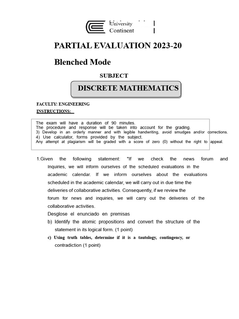 Feedback Partial Evaluation Discrete Mathematics 2023-20 solved | PDF ...