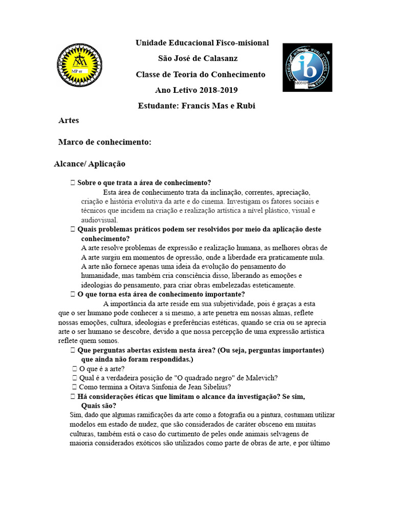 Teoria do Conhecimento em Artes e Cinema | PDF | Conhecimento | Cor