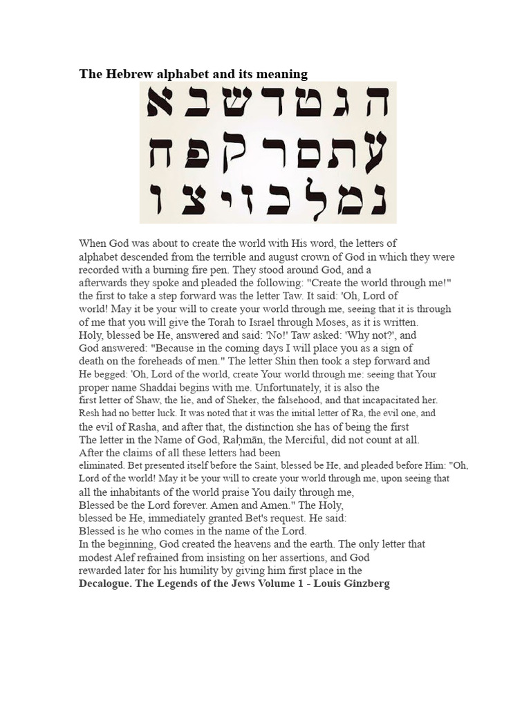 Meaning of Hebrew Letters and Numbers | PDF