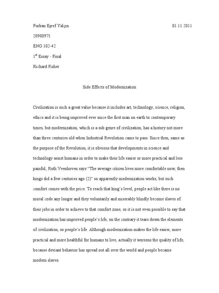 Side Effects of Modernization | PDF | Human | Modernization Theory
