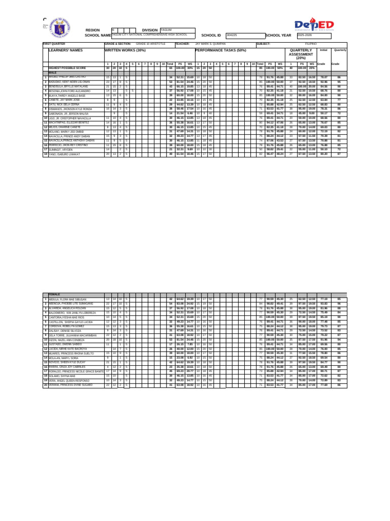 1st-Quarter Filipino Aristotle | PDF