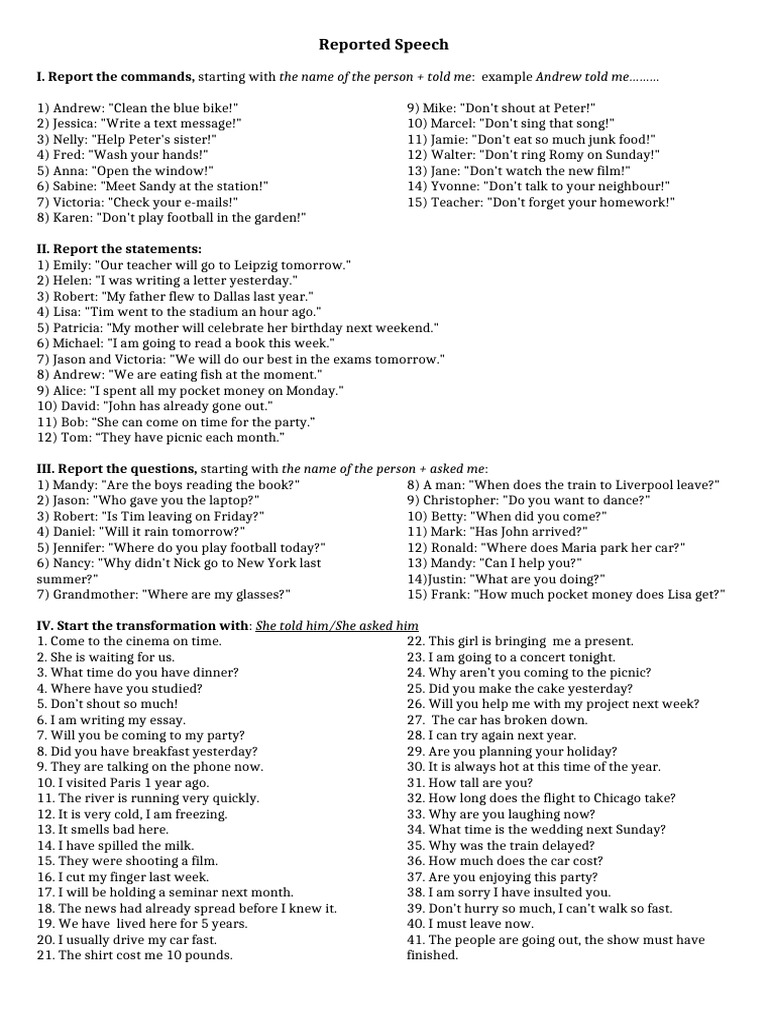 Reported Speech New | PDF