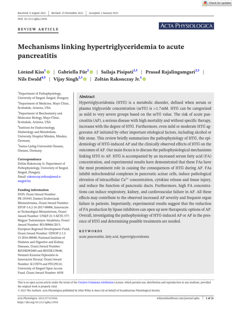 Hypertriglyceridemia and Acute Pancreatitis | PDF | Lipoprotein | Pancreas