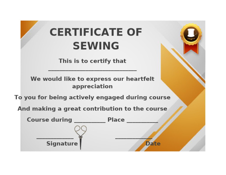 Sewing Achievement Certificate | PDF
