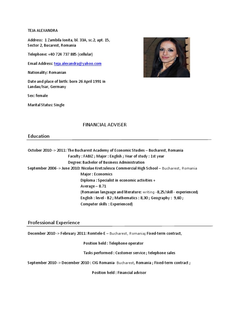 English CV | PDF | Skill | Romania