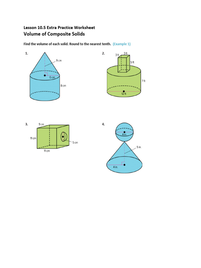 Volume of Composite Solids Practice | PDF