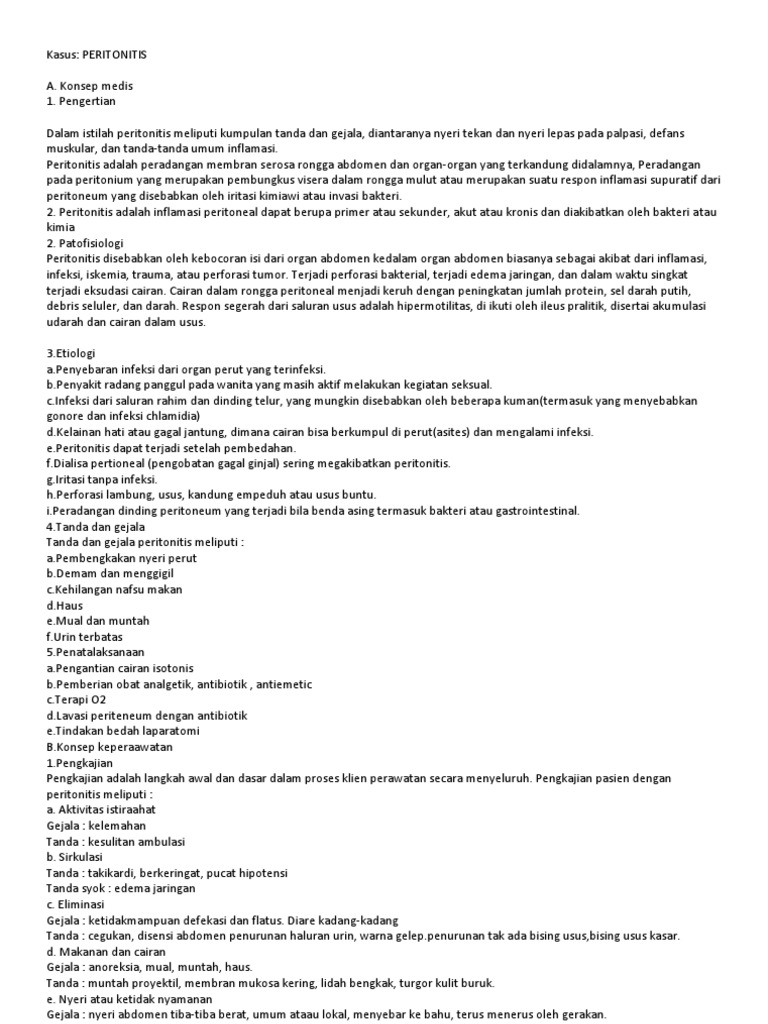 Tanda dan Gejala Peritonitis | PDF