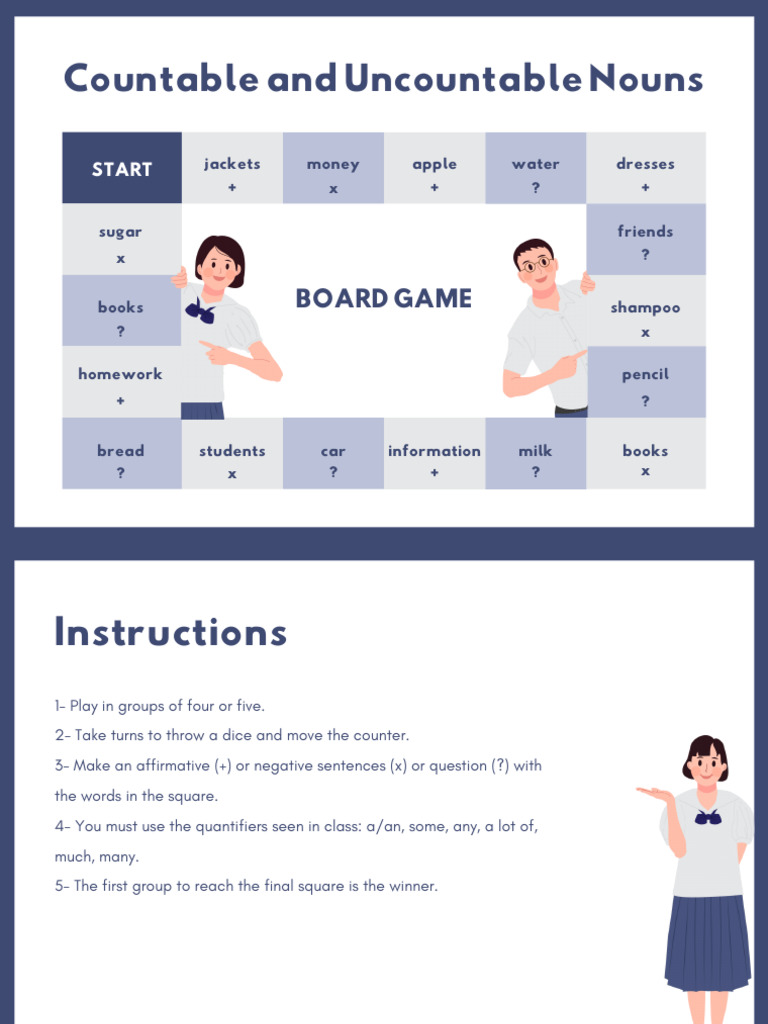 Countable vs Uncountable Nouns Game | PDF