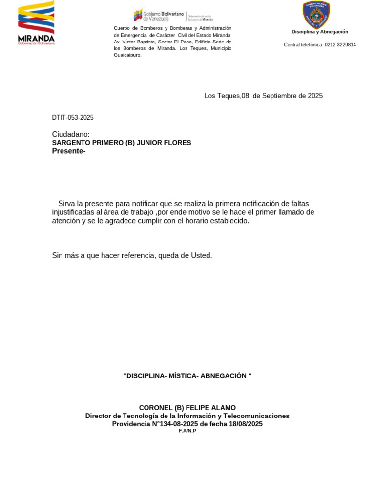 Notificación de Faltas al Sargento Flores | PDF