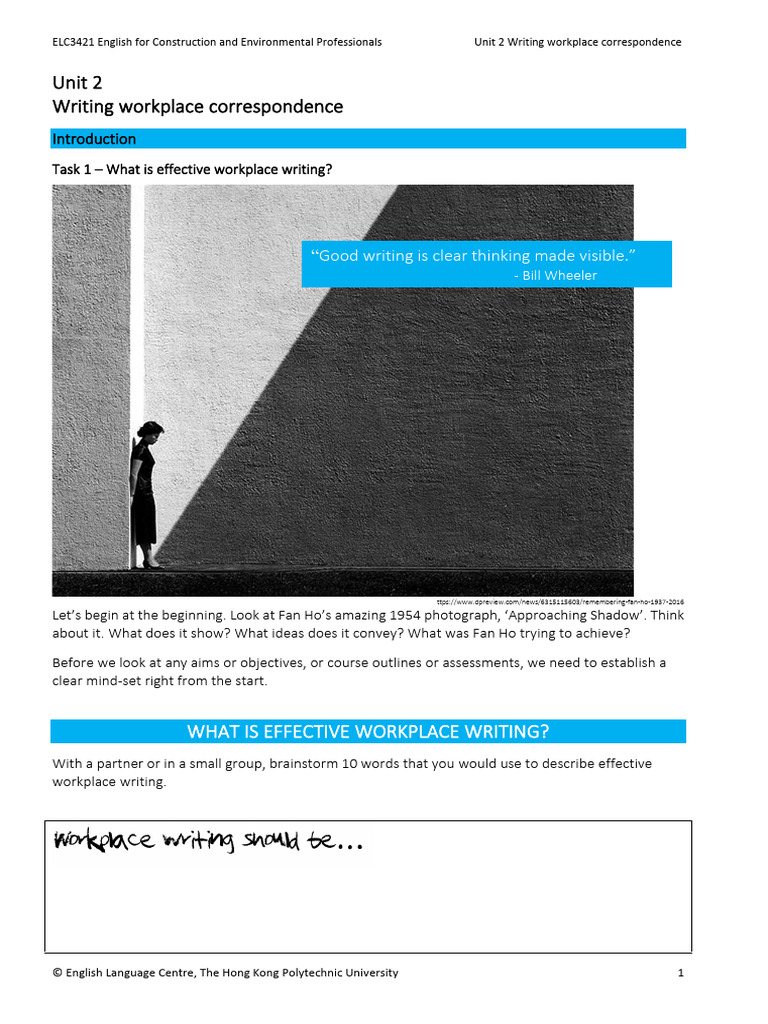 ELC3421 Unit 2 Writing Workplace Correspondence - 24-25S2 | PDF ...