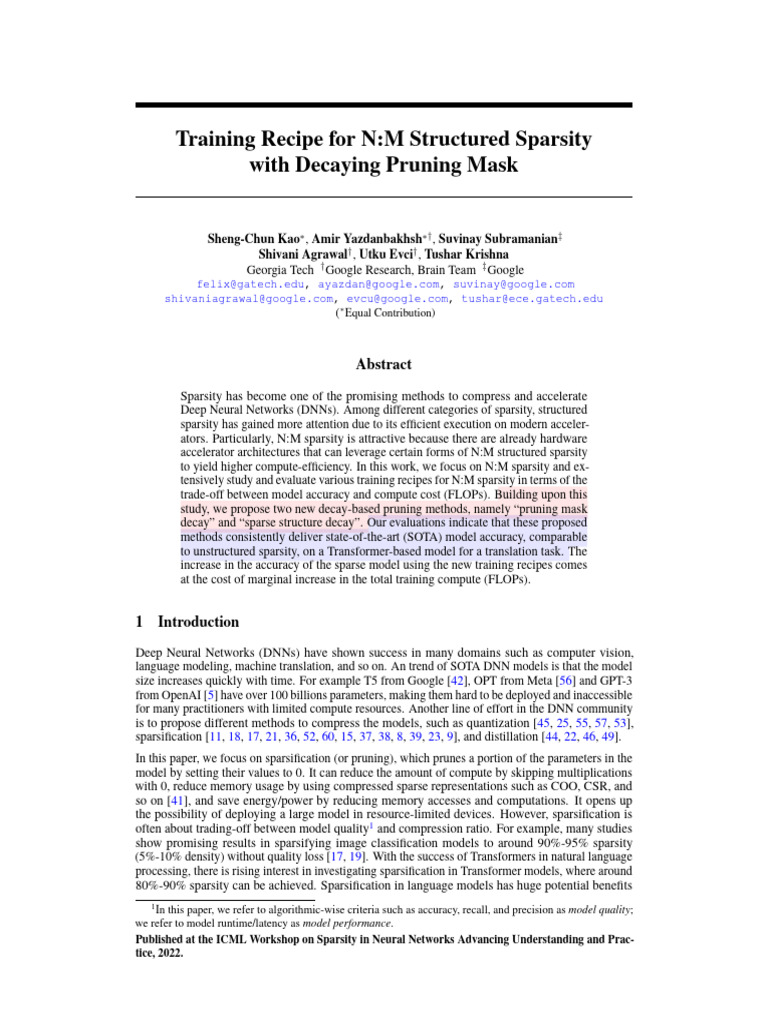 Training Recipe For N - M Structured Sparsity With Decaying Pruning ...