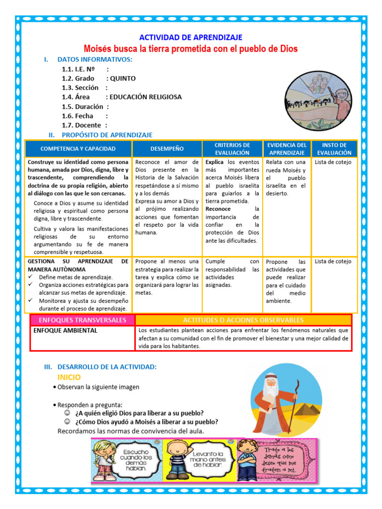 D2 A2 SESION REL. Moisés Busca La Tierra Prometida Con El Pueblo de Dios | PDF | Moisés