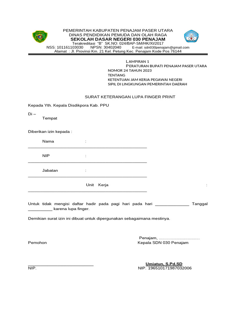 Undangan Rapat Ujian Nasional SDN 030 | PDF