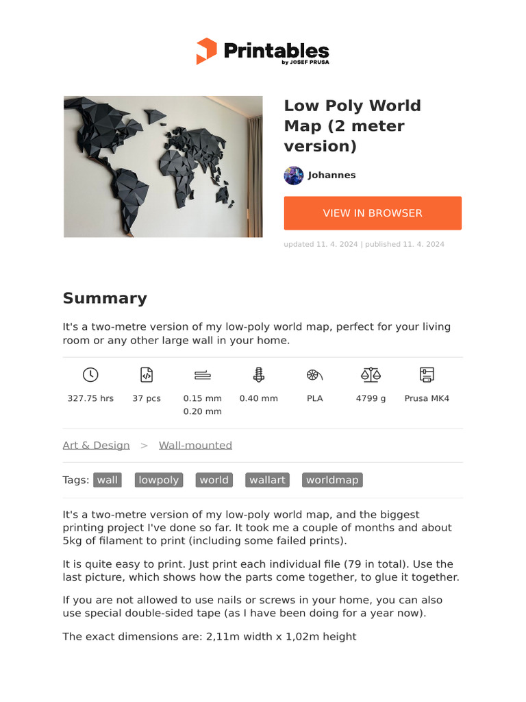 Low Poly World Map 2 Meter Version | PDF