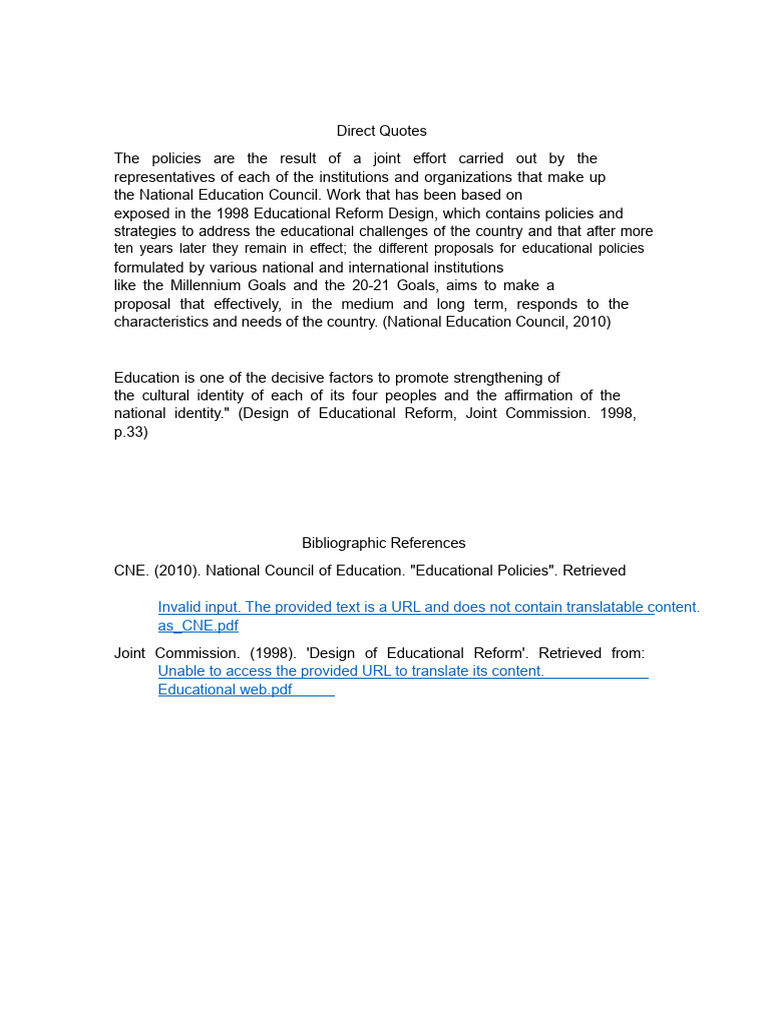 Quotations and References of Educational Policies | PDF